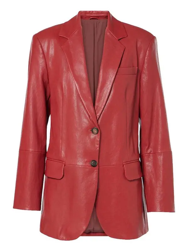 Brunello Cucinelli Leather Blazer - Black