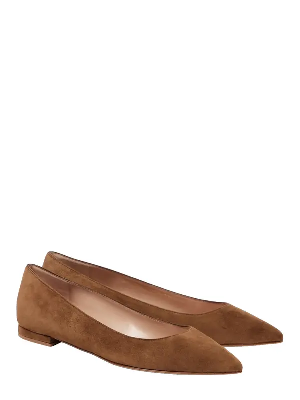 GIANVITO ROSSI Suede Ballet Flats - Beige