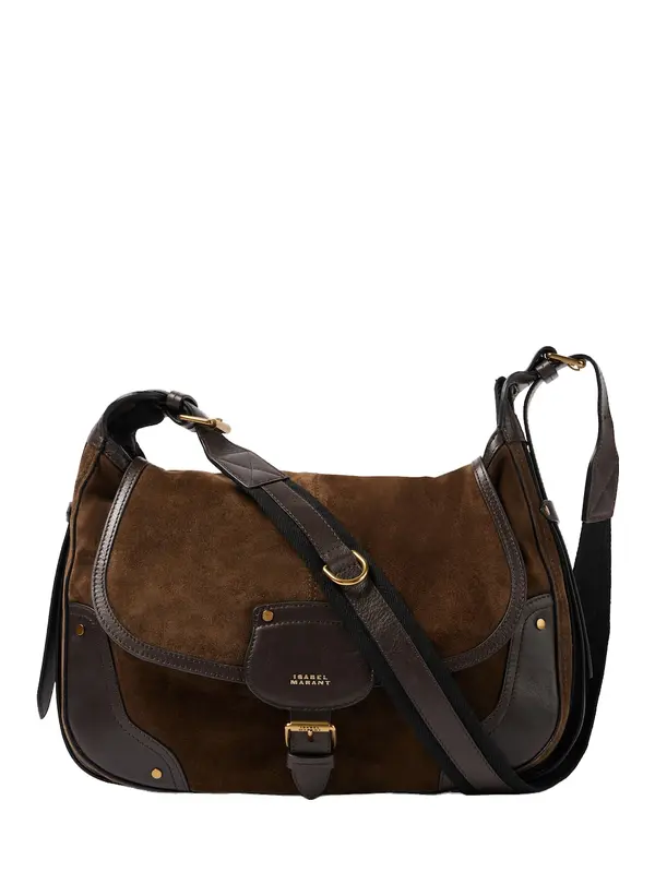 Isabel Marant Sierra Leather-trimmed Suede Shoulder Bag - Brown