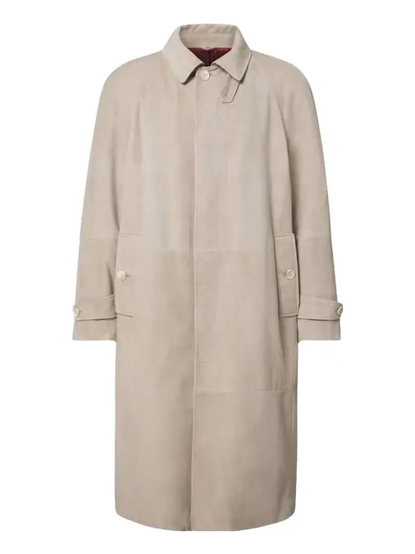 Brunello Cucinelli Leather Overcoat - Beige