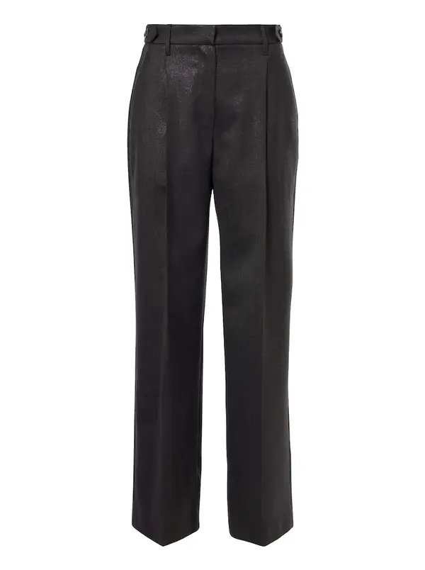 Brunello Cucinelli Wool-blend Wide-leg Trousers - Black