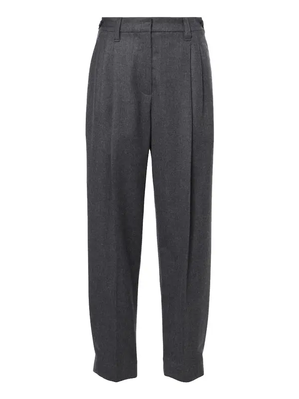 Brunello Cucinelli High-rise Wool Pants - Grey