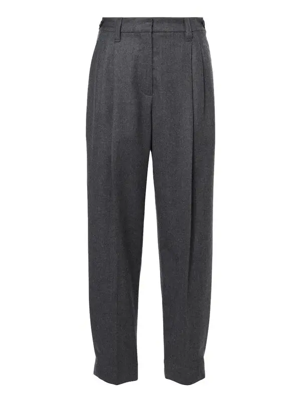 Brunello Cucinelli High-rise Wool Pants - Grey
