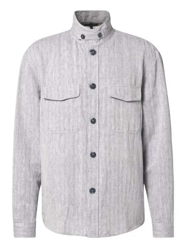 Frescobol Carioca Nuno Cotton And Linen Overshirt - Grey