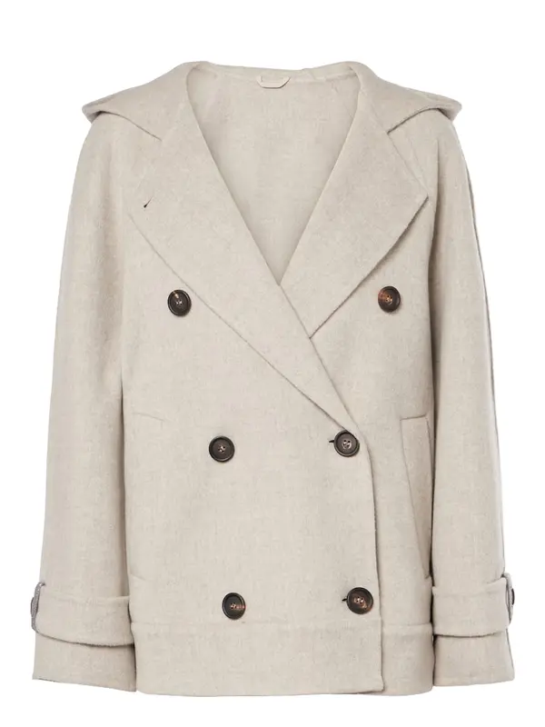 Brunello Cucinelli Wool-cashmere Double-breasted Jacket - Beige