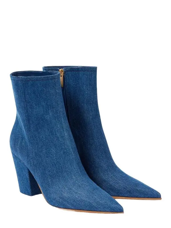 GIANVITO ROSSI Keinna 85 Denim Ankle Boots - Blue