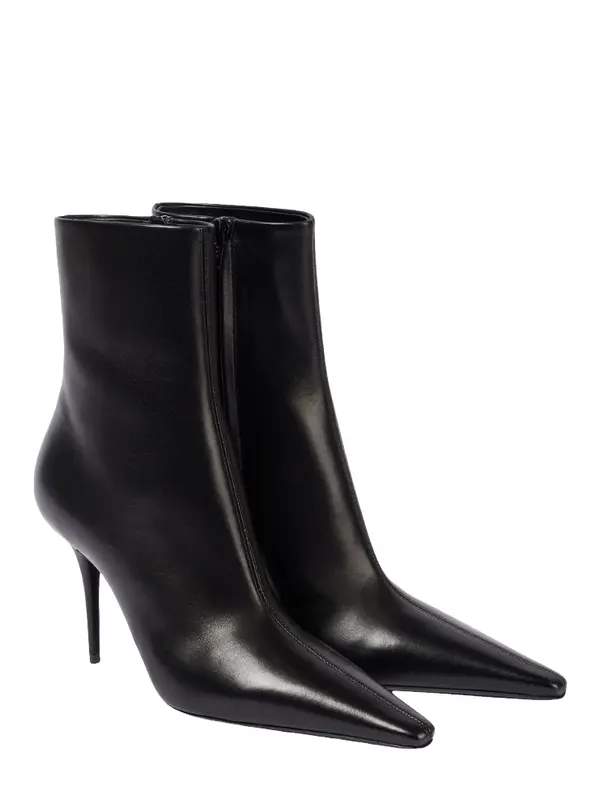 Saint Laurent Ashley 90 Leather Booties - Black