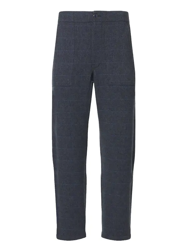 GOD'S TRUE CASHMERE Herringbone Checked Cashmere Pants - Blue
