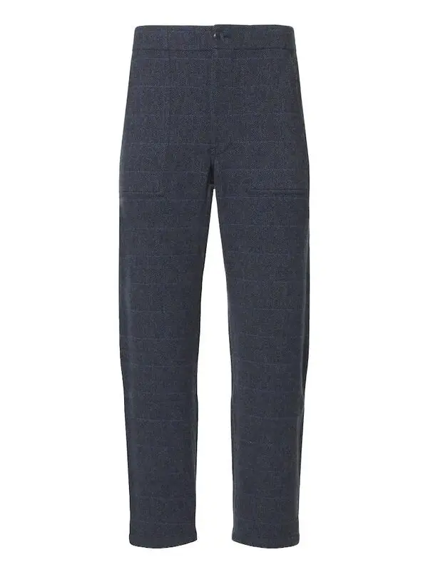 GOD'S TRUE CASHMERE Herringbone Checked Cashmere Pants - Blue