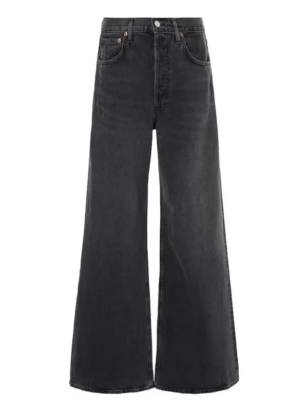 AGOLDE Dame High-rise Wide-leg Jeans - Black