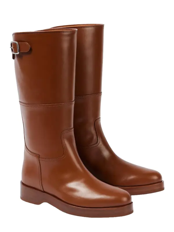Loro Piana Lupo Leather Knee-high Boots - Brown