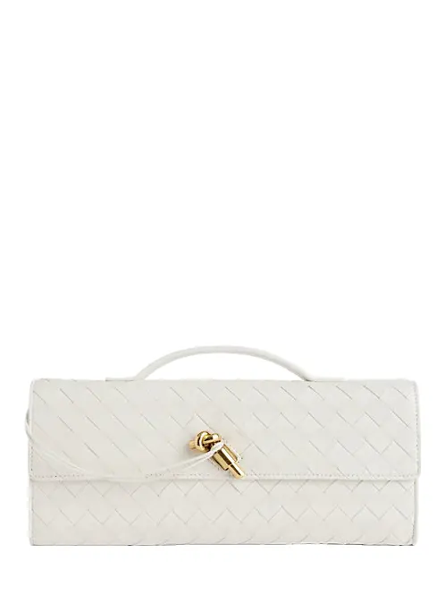 Bottega Veneta Andiamo Leather Clutch - White-m Brass