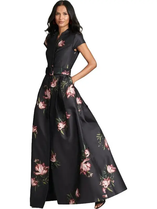 Sachin & Babi Marta Noir Blossom Gown - Floral