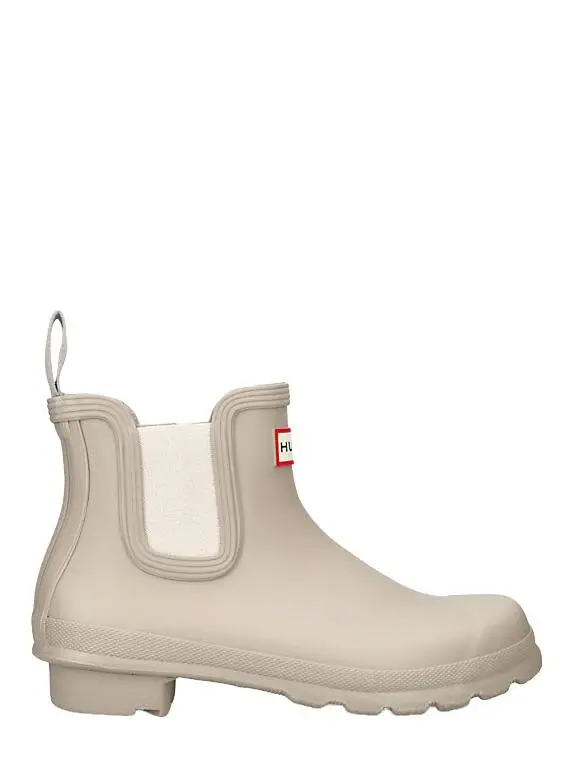 Hunter Original Logo-print Rubber Chelsea Ankle Boots - Bone