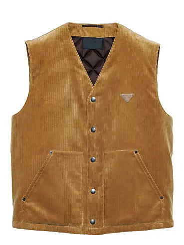 Prada Regular-fit Corduroy Cotton Gilet - Yellow