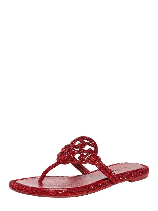 Tory Burch Miller Knotted Pave Sandals - Ruby