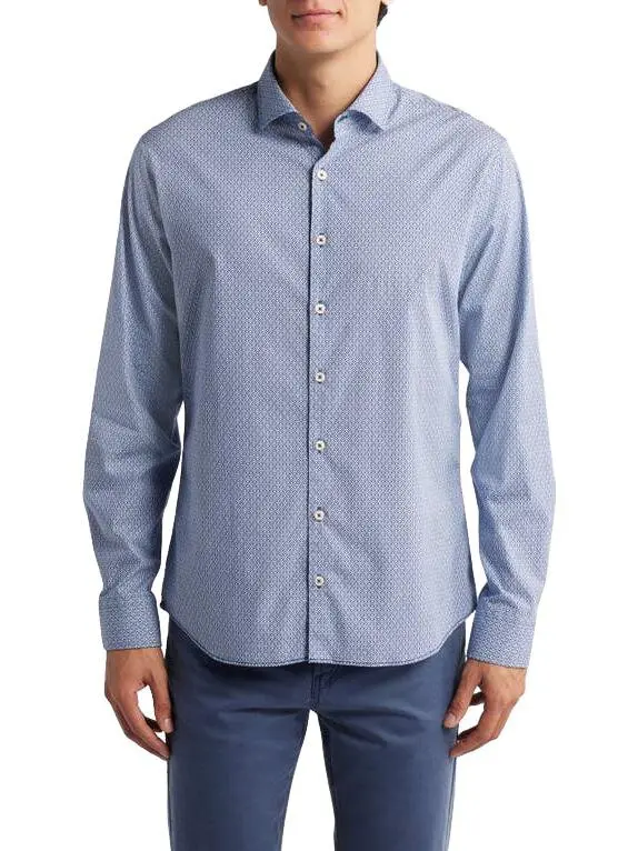 BRAX Harold Hi Flex Cotton Button-up Shirt - Dark Navy