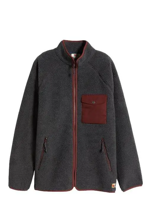 Fjallraven Vardag Pile Fleece Zip Jacket - Dark Grey-maroon