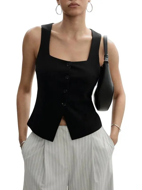 Mango Square Neck Vest - Black