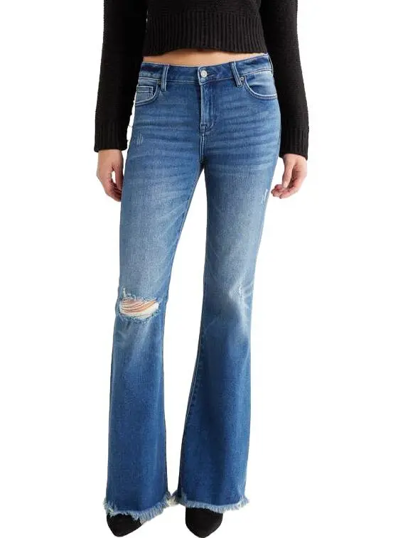 HIDDEN JEANS Ripped Mid-rise Flare Jeans - Dark Wash