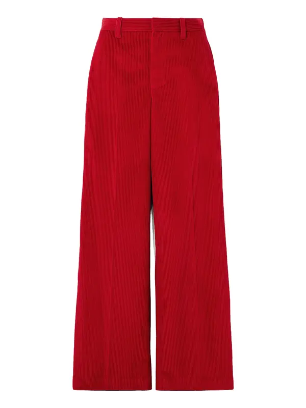 Brunello Cucinelli Cotton-corduroy Wide-leg Pants - Red