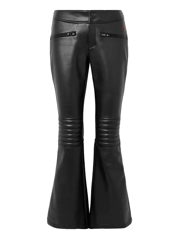 Perfect Moment Aurora Faux Leather Flared Ski Pants - Black
