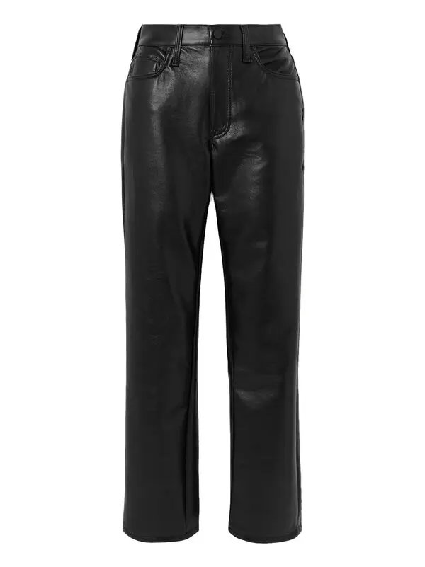MOTHER The Smarty Recycled Patent-leather Straight-leg Pants - Black