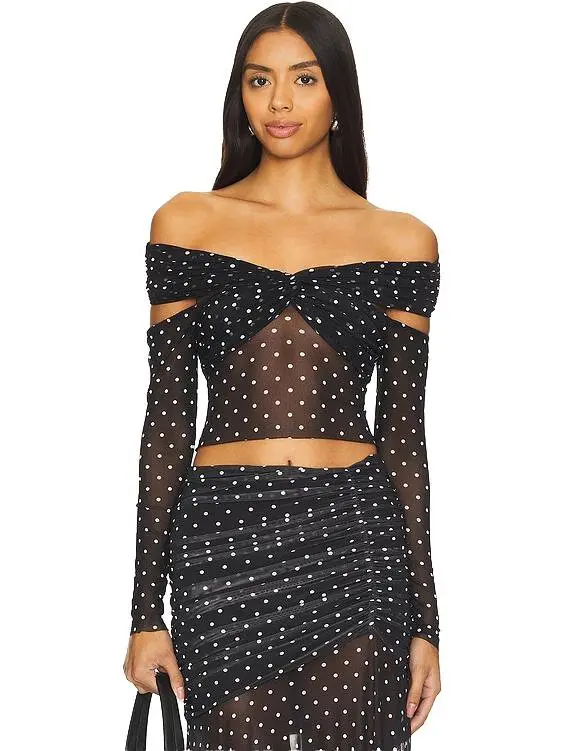 AFRM Wilson Off Shoulder Top - Noir Dot