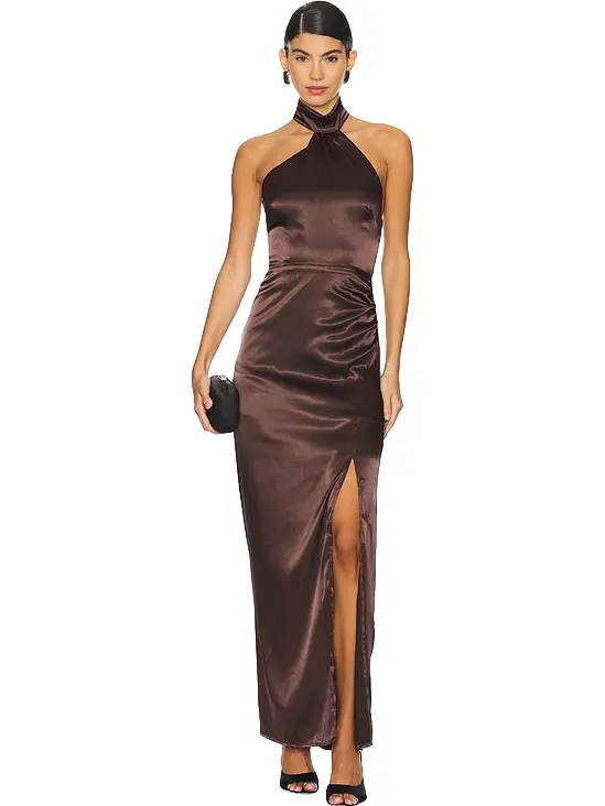 MORE TO COME Darcey Maxi Dress - Dark Brown