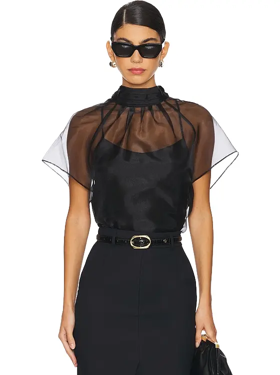 Simkhai Feyre Short Sleeve Top - Black
