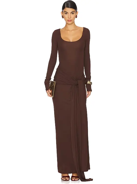 LOVERS AND FRIENDS Quinn Gown - Chocolate Brown