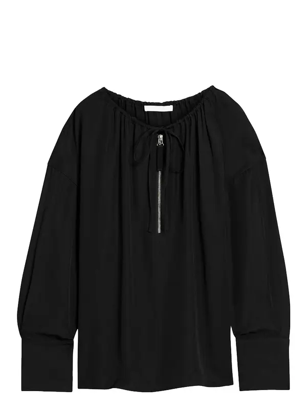 Helmut Lang Gathered Satin Blouse - Black