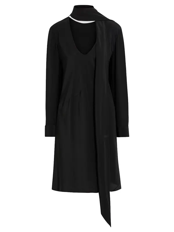 Helmut Lang Silk Crepe De Chine Dress - Black