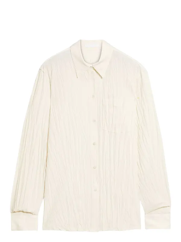 Helmut Lang Plissé Satin-crepe Shirt - Ivory