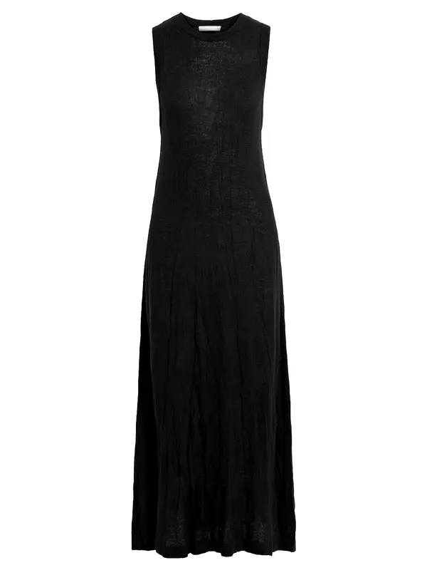 Helmut Lang Crinkled Merino Wool-blend Midi Dress - Black