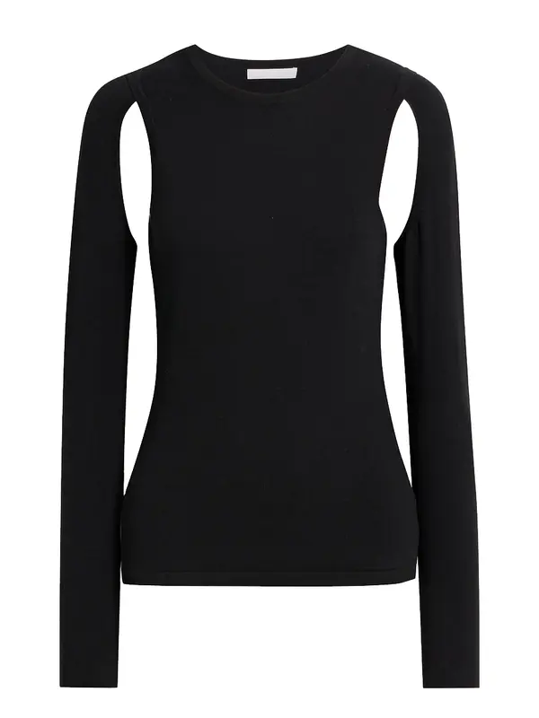 Helmut Lang Cutout Cotton-blend Jersey Top - Black