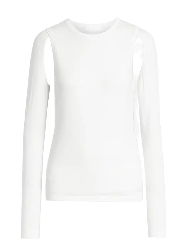 Helmut Lang Cutout Cotton-blend Jersey Top - White
