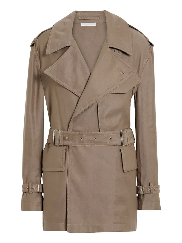 Helmut Lang Belted Lyocell And Linen-blend Jacket - Taupe