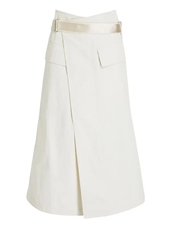 Helmut Lang Cotton-blend Twill Wrap Midi Skirt - Ivory