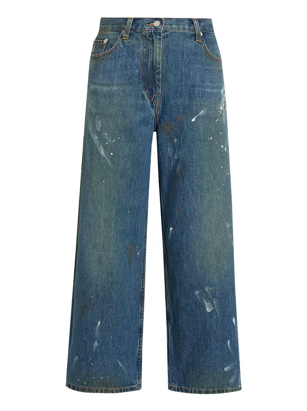 Helmut Lang Cropped Wide-leg Jeans - Mid Denim