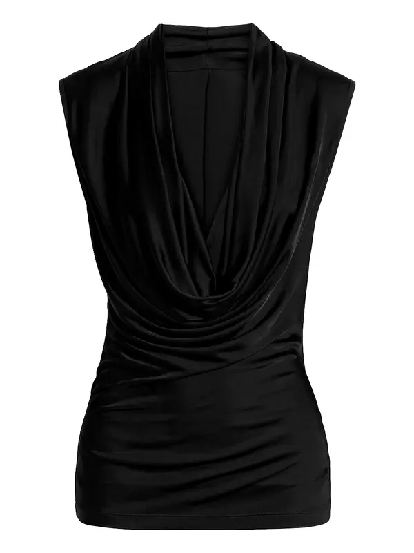 Helmut Lang Draped Satin-jersey Top - Black