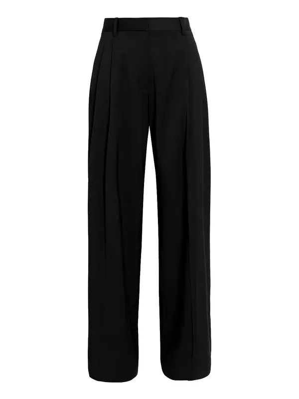 Helmut Lang Pleated Wool Wide-leg Trousers - Black