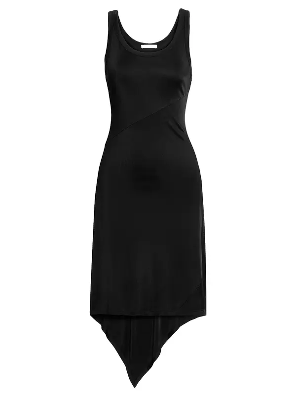 Helmut Lang Asymmetric Stretch-satin Dress - Black