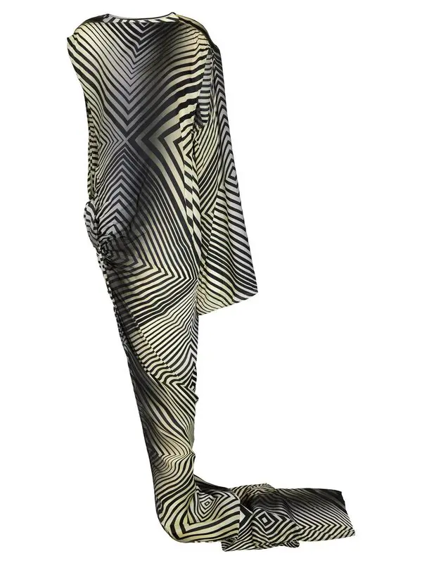 Rick Owens Edfu One-sleeve Printed Cuprovoile Maxi Dress - Black