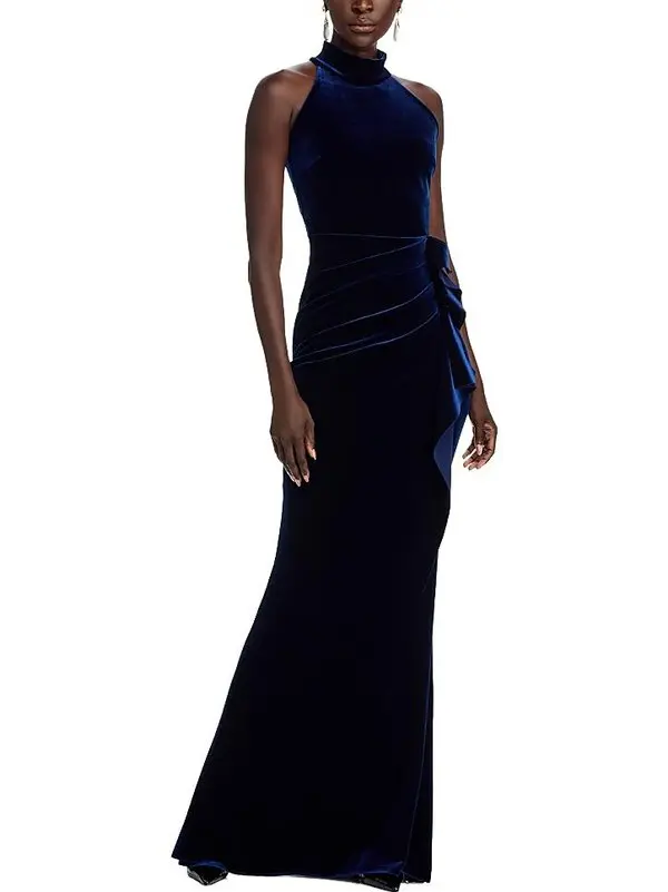 Chiara Boni La Petite Robe Gudrum Long Velvet Gown - Blu Notte