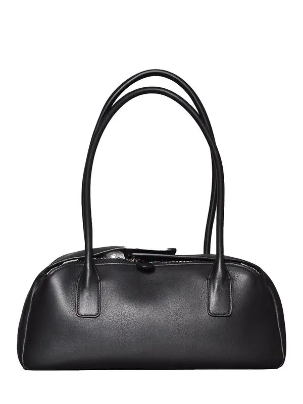 COURREGES Courrèges Black Leather Top Handle Bag - Nero