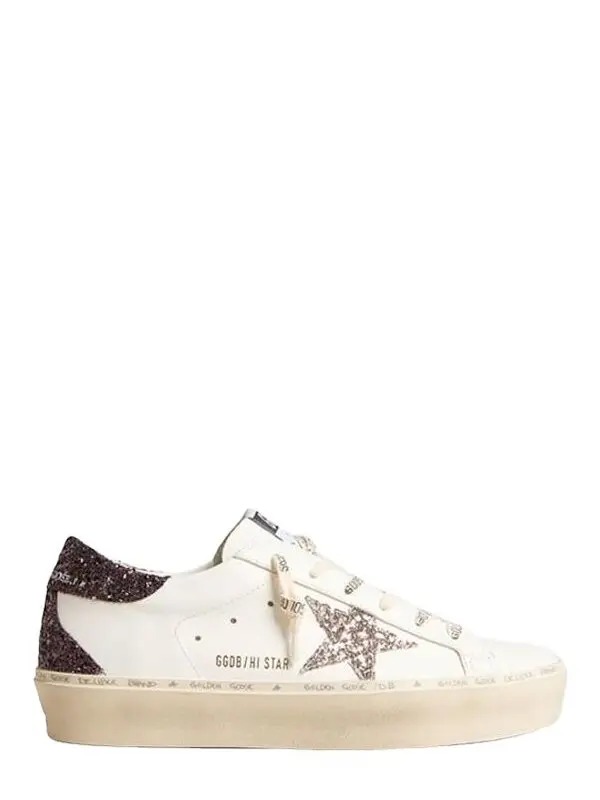 GOLDEN GOOSE Hi Star Glitter Sneakers - White/silver/grey