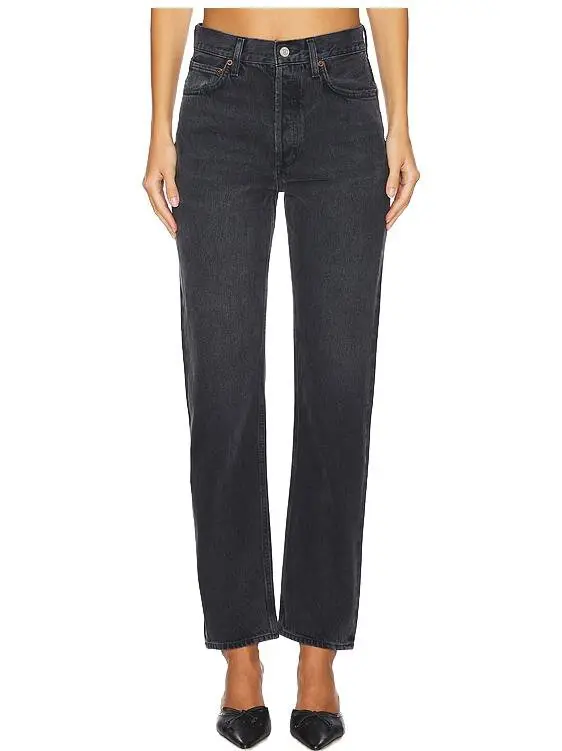 AGOLDE 90's Pinch Waist High Rise Straight Jeans - Black