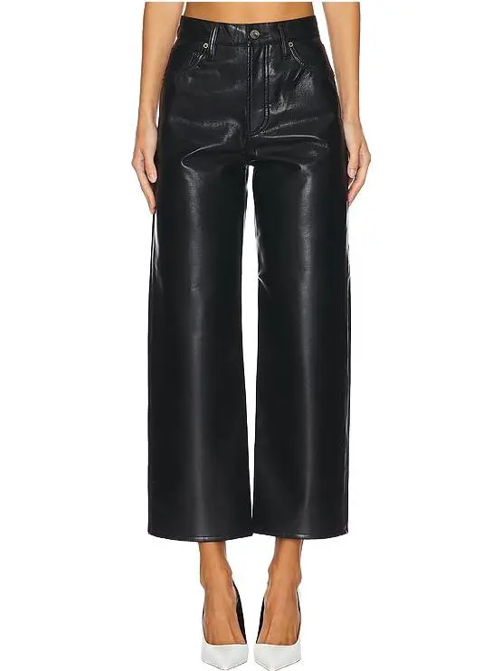 AGOLDE Ren High Rise Straight Leg Faux Leather Pants - Black
