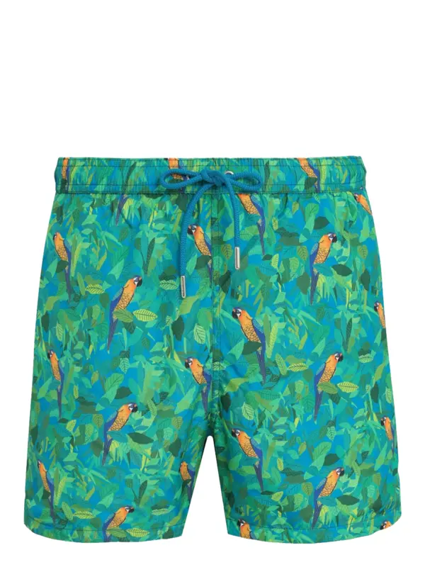 AMIR SLAMA Parrot-print Swim Shorts - Green